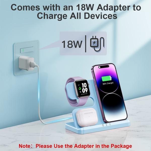 Quality 3 in 1 Charging Station for iPhone, Wireless Charger for iPhone 15 14 13 12 11 X for sale