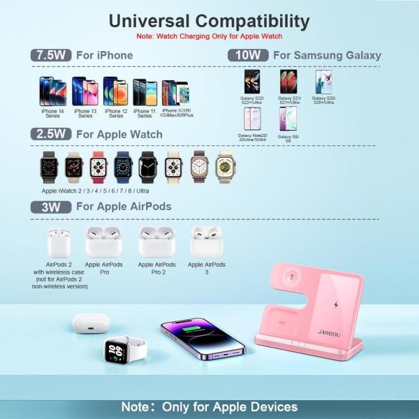 Quality 3 in 1 Charging Station for iPhone, Wireless Charger for iPhone 15 14 13 12 11 X for sale