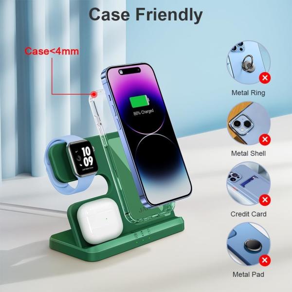 Quality 3 in 1 Charging Station for iPhone, Wireless Charger for iPhone 15 14 13 12 11 X for sale