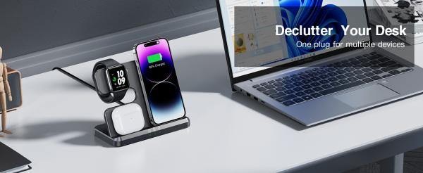 Quality 3 in 1 Charging Station for iPhone, Wireless Charger for iPhone 15 14 13 12 11 X for sale