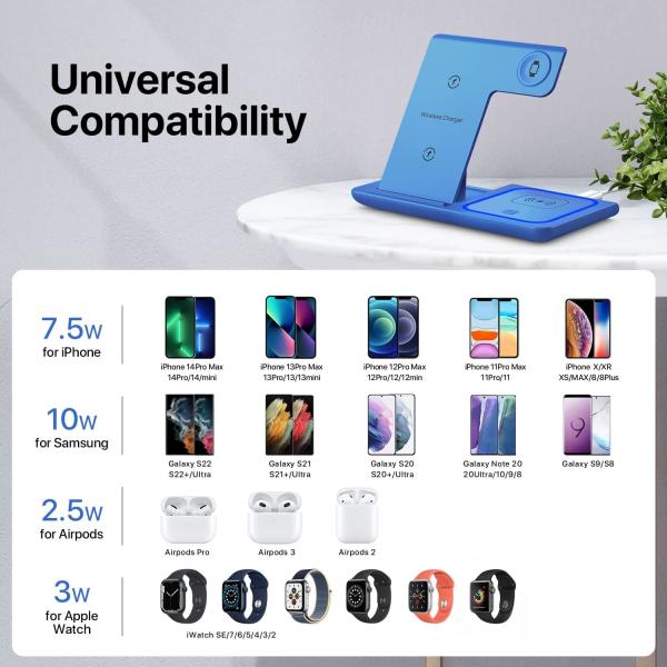 Quality Wireless Charger, 3 in 1 Wireless Charging Station, Fast Wireless Charger Stand for sale