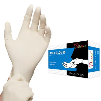 China Natural Rubber Powder Free Latex Gloves Ambidextrous Latex Examination Gloves AQL 1.5 for sale