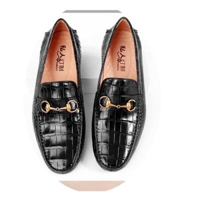 China Crocodile Leather Shoes Men's Lazy Belly Beanie Shoes a Pedal Leather Men's Business Casual Shoes for sale