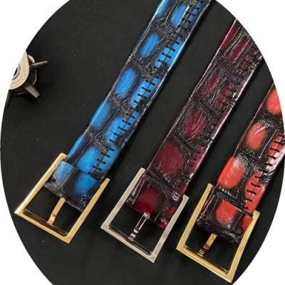 China Crocodile Leather Men's Belt Real All-Inclusive One Piece No Stitching Private Custom Pin Buckle Belt for sale
