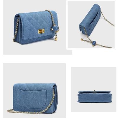 China High-quality rhombus chain bag fashion denim small fragrance style messenger shoulder bag for sale
