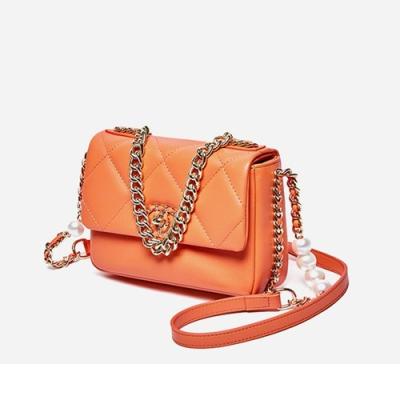 China New Leather Women's Bag Small Fragrance Embroidered Line Diamond Bag Chain One Shoulder Messenger Fashion Handbag for sale