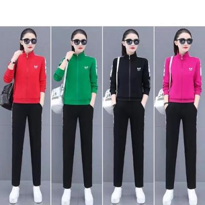 China Sports Suit Women's Spring And Autumn Women's Casual Suit Stand-Up Collar Sweater Women's Running Two-Piece Set for sale