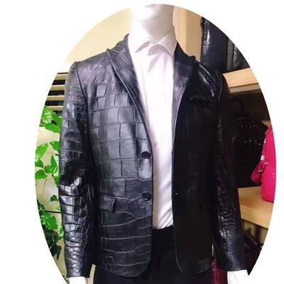 China Crocodile Leather Jacket Slim Fit Casual Korean Style Black Leather Jacket for sale