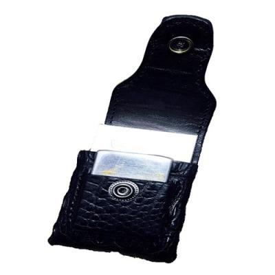 China Handmade Leather Goods Black Crocodile With Bone Coccyx Men's Personality Soft Pack Cigarette Case Protective Case for sale