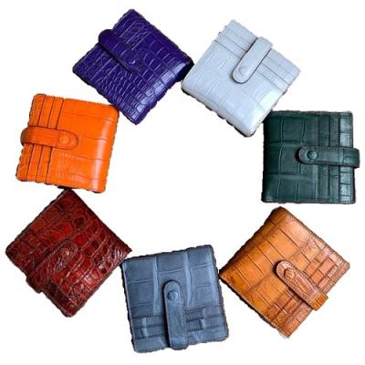 China Real Crocodile Leather Wallet Short Leather Multi-Card Card Holder New Leather Wallet Buckle Wallet Unisex for sale