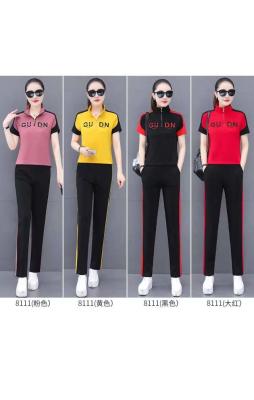 China Monisa lady summer sports leisure colorful suit with short sleeves /sports casual wear / fitness suits / suit women s for sale