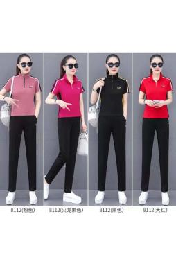 China Monisa lady summer sports leisure colorful suit with collar / women s sportswear / sportswear suits / casual sportswear for sale