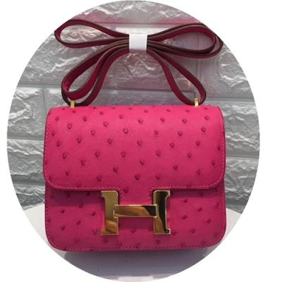 China Ostrich Leather Women's Bag Leather Stewardess Bag Kangkang Fashion Tofu Small Square Bag Shoulder Messenger for sale