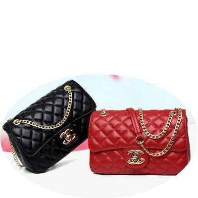 China Leather Fashion Women's Bag New Trend Line Diamond Chain Bag Small Fragrance Style Shoulder Messenger Bag for sale