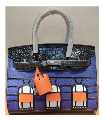 China Europe And The United States New Small House Leather Platinum Bag Ladies First Layer Cowhide Handbag Crocodile Pattern for sale