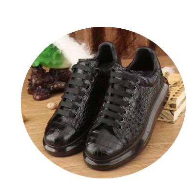 China Men's Shoes New Fashion Casual Shoes Summer Breathable Top Layer Leather Crocodile Leather Shoes Air Cushion Sneakers for sale