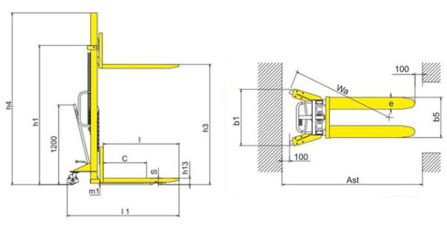 1500kg Capacity Manual Pallet Stacker For Short Distance Transportation
