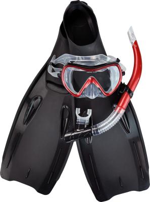 China Tempered Glass Diving Masks Snorkel Set Mask And Fins Set Wide View With Larger Lens for sale