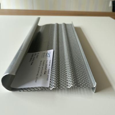 China 120x65x0.85mm Aluminum Metal Ceiling J Shape Screen Standard Perforation Metallic Glittering Silver for sale