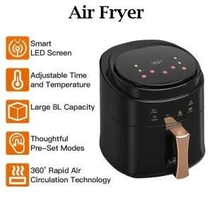 China Commerciële De 8l roestvrijstalen voering Custom Silver Crest Air Fryers voor het koken Te koop