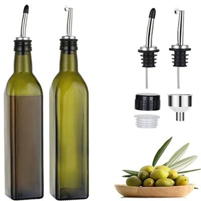 中国 ガラスダークグリーンキッチンオイルボトル ステンレス鋼のスプートフニール 500ml 2pcs 販売のため