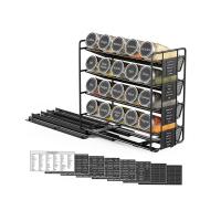 China 4 Layer Pull Out Spice Rack Organizer Heavy Duty Slide Out 25.6x13x26cm Black Iron Kitchen Cabinet Storage for sale