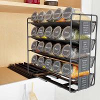 China 4 Layer Pull Out Spice Rack Organizer Heavy Duty Slide Out 25.6x13x26cm Black Iron Kitchen Cabinet Storage for sale