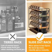 China 4 Layer Pull Out Spice Rack Organizer Heavy Duty Slide Out 25.6x13x26cm Black Iron Kitchen Cabinet Storage for sale