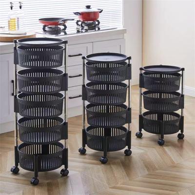 China Versatile Organization Kitchen Storage Rack with Five Layers and Black Round Baskets for sale
