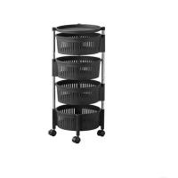 China 4 Layer Multifunctional Pantry Storage Rack 31.5x31.5x88cm Black PP Stainless Steel Kitchen Cabinet Organizer for sale