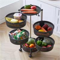 China 4 Layer Multifunctional Pantry Storage Rack 31.5x31.5x88cm Black PP Stainless Steel Kitchen Cabinet Organizer for sale