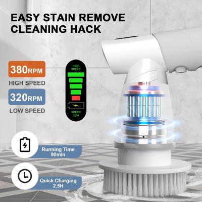 China Multifunctional Hand Free 9 In 1 Electric Washing Cleaning Brush With USB Charging for sale