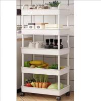China Multifunctional 5 Tier Rotatable Kitchen Vegetable Organizer 37x25x126cm PP Storage Trolley for sale