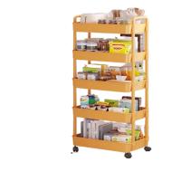 China Multifunctional 5 Tier Rotatable Kitchen Vegetable Organizer 37x25x126cm PP Storage Trolley for sale