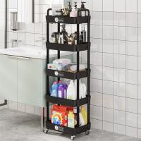 China Multifunctional 5 Tier Rotatable Kitchen Vegetable Organizer 37x25x126cm PP Storage Trolley for sale
