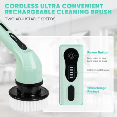 China 9 Replaceable Brush Heads Electric Spin Scrubber with Adjustable Detachable Handle for sale