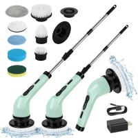 China Electric Spin Scrubber with 9 Replaceable Brush Heads Adjustable Handle 450 RPM for sale