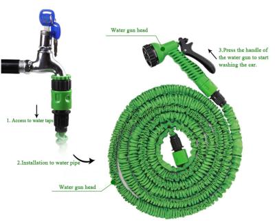 China Garden Hose Reel Type Water Hose 25-250FT Expandable Magic Watering with High Pressure for sale