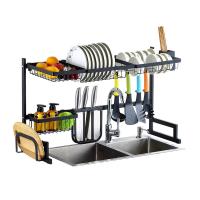 China Adjustable Over the Sink Dish Drying Rack 85x32x52cm Carbon Steel Kitchen Organizer for sale