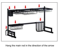 China Adjustable Over the Sink Dish Drying Rack 85x32x52cm Carbon Steel Kitchen Organizer for sale