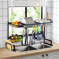 China Adjustable Over the Sink Dish Drying Rack 85x32x52cm Carbon Steel Kitchen Organizer for sale