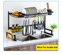 China Adjustable Over the Sink Dish Drying Rack 85x32x52cm Carbon Steel Kitchen Organizer for sale