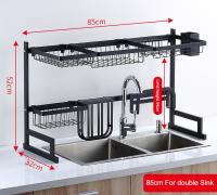 China Adjustable Over the Sink Dish Drying Rack 85x32x52cm Carbon Steel Kitchen Organizer for sale
