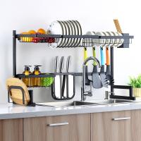 China Adjustable Over the Sink Dish Drying Rack 85x32x52cm Carbon Steel Kitchen Organizer for sale