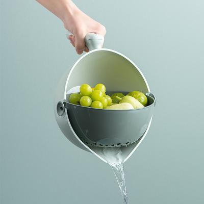 China 302g PP ABS Double Layer Rotating Drainage Basket for Washing Vegetables Removable for sale