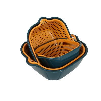 China Vegetable Storage Household 6pcs Double-layer Plastic Multi Water-draining Clean Drain Basket for sale