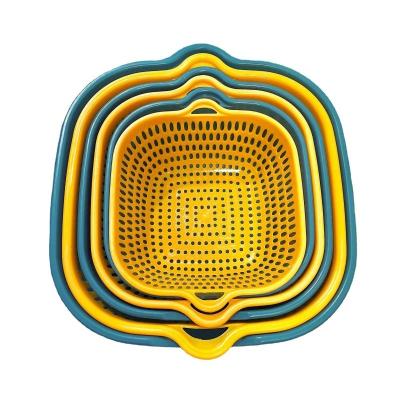 China Vegetable Storage Household 6pcs Double-layer Plastic Multi Water-draining Clean Drain Basket for sale