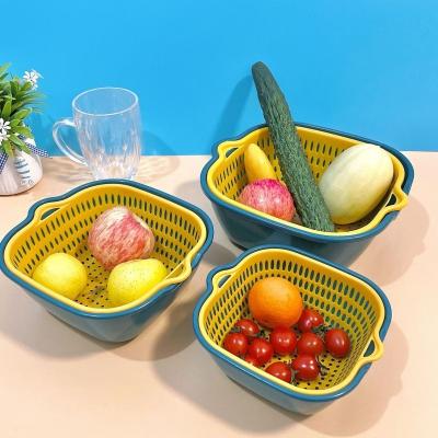 China Vegetable Storage Household 6pcs Double-layer Plastic Multi Water-draining Clean Drain Basket for sale