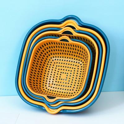 China Vegetable Storage Household 6pcs Double-layer Plastic Multi Water-draining Clean Drain Basket for sale