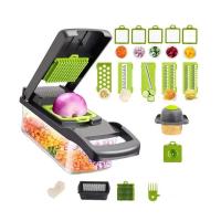 China Custom Logo 12-in-1 Vegetable Chopper Slicer Grater Multifunctional Kitchen Prep Tool 32cm for sale
